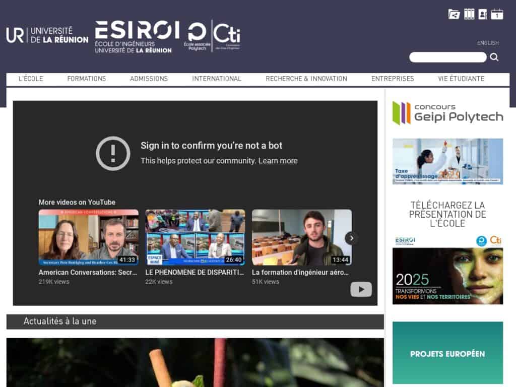 ESIROI (École Supérieure D'Ingénieurs De L'Université De La Réunion ...