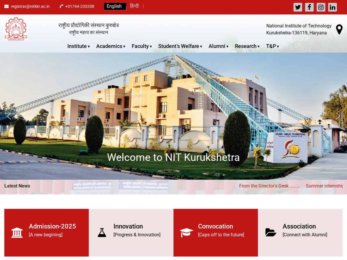 National Institute Of Technology Kurukshetra (NITKKR) | Innovation.world